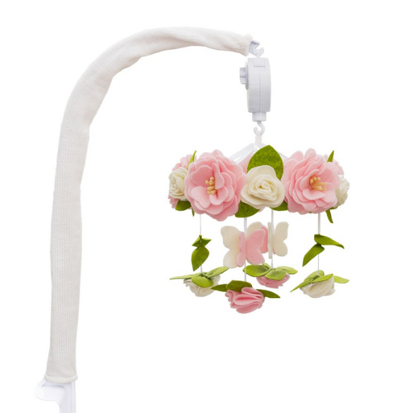 Living Textiles Watercolour Musical Mobile Set Floral Wreath | Kiindred