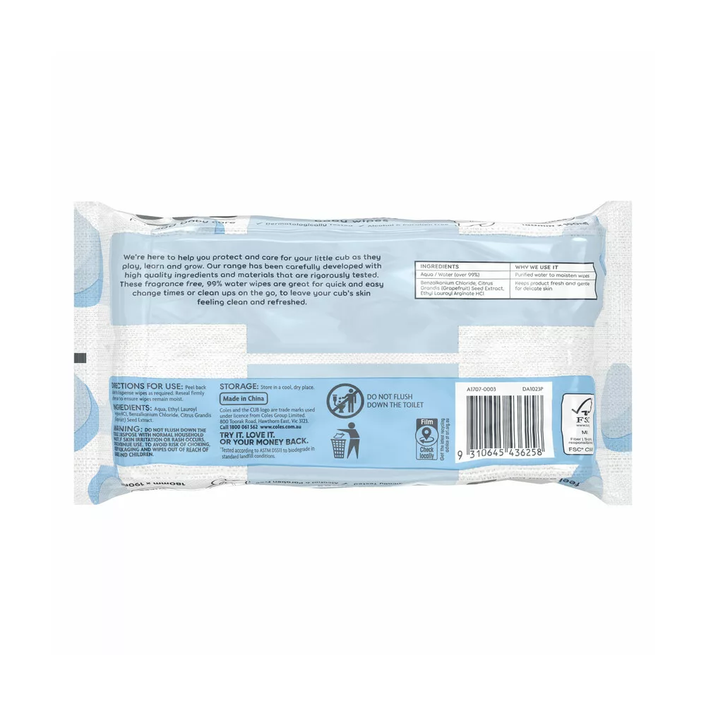 Coles CUB Biodegradable Water Wipes | Kiindred